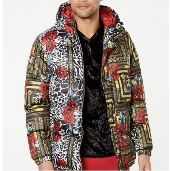 Reason | Jackets & Coats | Reason Brand Floral Mixed Print Hooded ...